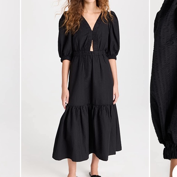 Sea New York | Dresses | Sea Sevyn Solid Seersucker Puff Sleeve Cutout ...